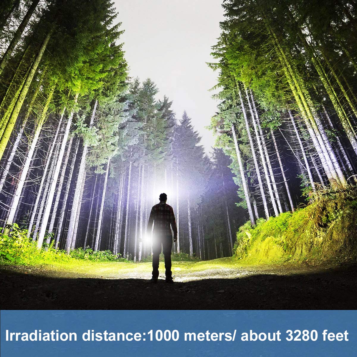 Foleto Rechargeable LED Spotlight Flashlights 120000 High Lumens, Super Bright Flashlight with 4 Modes IPX5 Waterproof, Large Searchlight for Fishing, Hiking and Camping with Tripod(Large)
