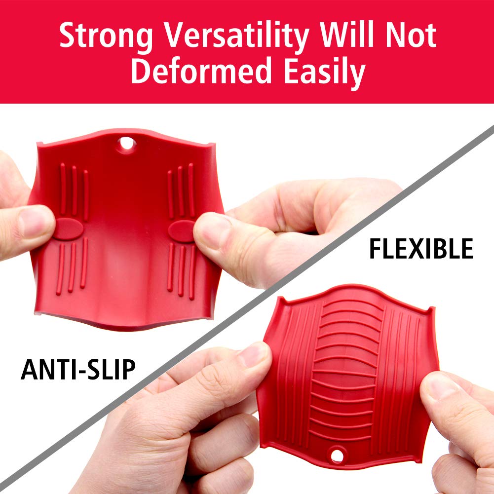 Cast Iron Skillet Handle Covers Silicone Hot Handle Holder,4 Pieces Pan Handle Sleeve Pot Holders Cover,Non Slip Rubber Pot Holders for Cast Iron Skillet Metal Pan (Red)