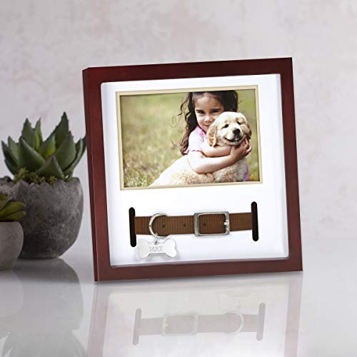 Pearhead Pet Collar Keepsake Frame, Pet Memorial Picture Frame, Pet Owner Home Decor, Cat Or Dog Keepsake, 3" x 4.5" Photo Insert, Wall Mount And Tabletop Frame, Espresso