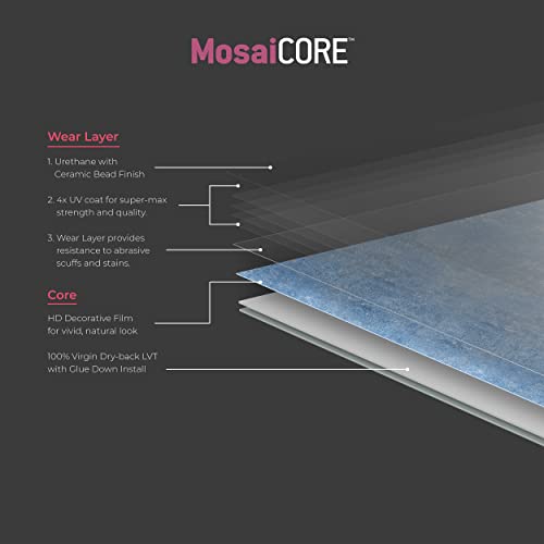 Lucida Surfaces Luxury Vinyl Floor Tiles | Glue Down Adhesive Flooring | Textured Look Rhombus Shaped Tile | MosaiCore | Single Sample Tile