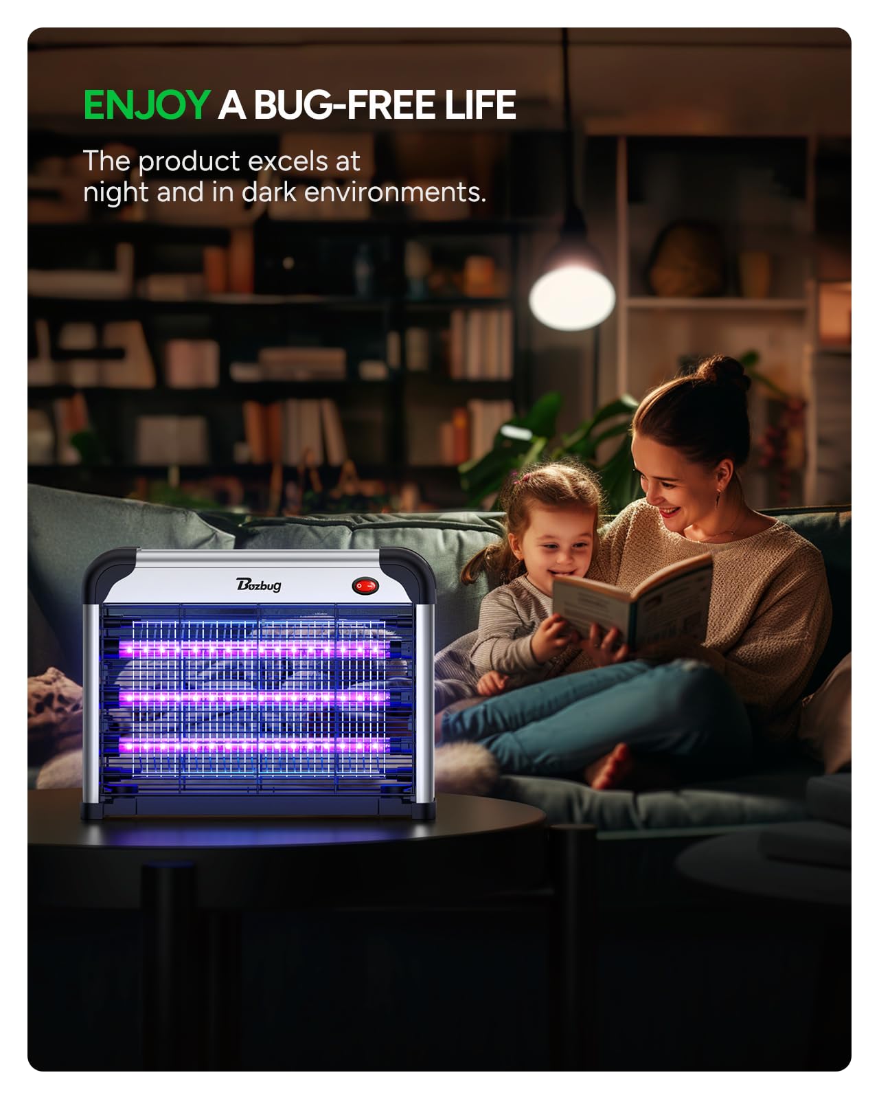 Buzbug LED Bug Zapper Indoor, 10 Years Lifespan 3 Lamps Sustainable Less Power, 3800V Powerful Electric Mosquito Zapper, Durable Fly Trap Mosquito Trap, Fly Killer Fly Zapper -MA009