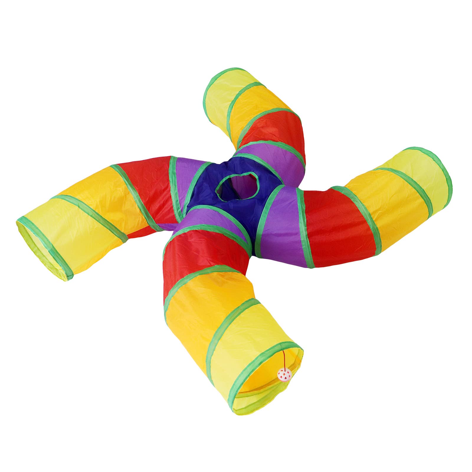 Bemodst Cat Tunnel for Indoor Cats Large,Cat Tubes and Tunnels Collapsible S-Shape Cat Tubes Kitty Tunnels Interactive Cat Toy with Storage Bag for Cat Small Dogs Ferret Rabbit (Colored 4-Way)