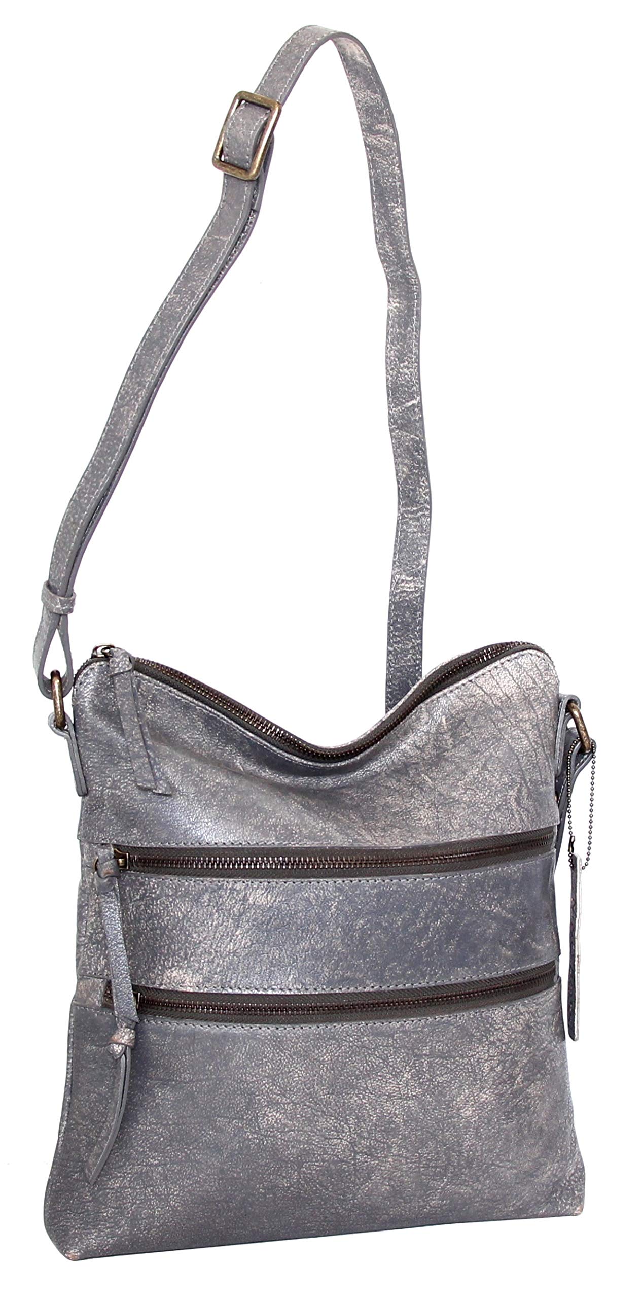 Zuri Leather Crossbody Bag (Grey)