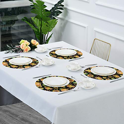 Placemats for Dining Table Mats - Autumn Pumpkins Sunflowers Leaves Branches Place Mat Holiday Place Mats Home Decoration 15.4 inch