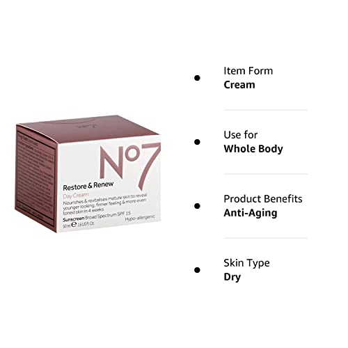 Boots No7 Restore & Renew Day Cream(SPF 15) 1.6 oz