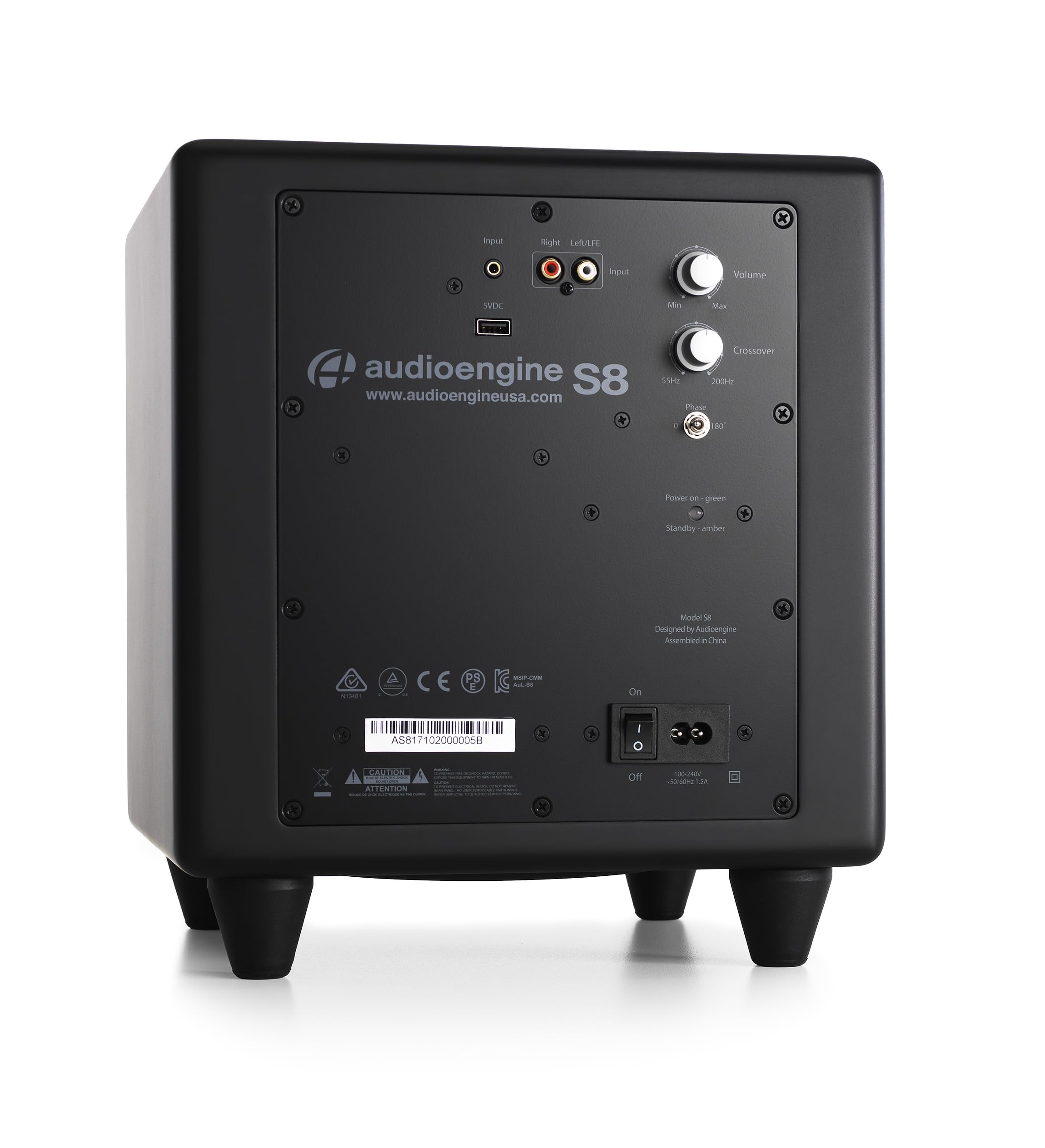 Audioengine S8 Powered Home Subwoofer Speaker - 250W 8-inch Subwoofer with Built-in Amplifier for Home Audio