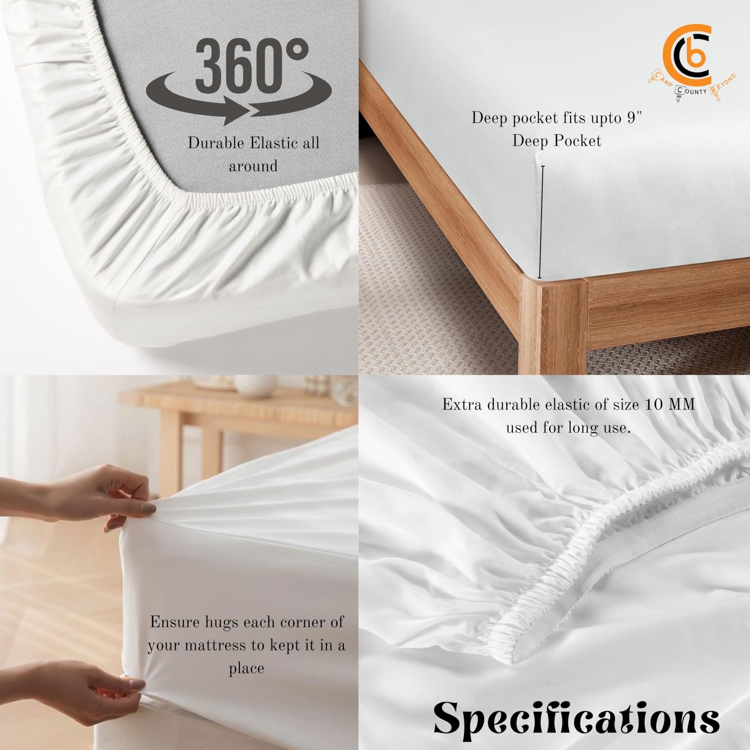 Cot Sheet 30" x 80" x 9" for Camping - 2 Piece Cot Fitted Sheet - Narrow Twin/Camp Rvs Bunk/Guest Beds/Camping Cot/Travel Trailers/Spilt Queen Bed, White Solid