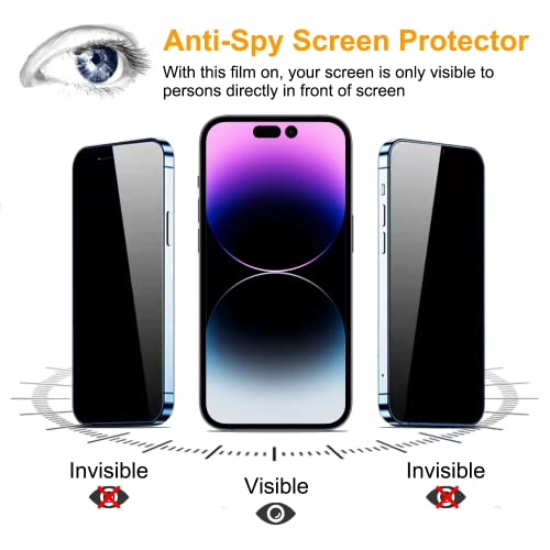 Pehael [2+2 Pack] iPhone 14 Pro Max Privacy Screen Protector with Camera Lens Protector Full Coverage Anti-Spy Tempered Glass Film 9H Hardness Upgrade Edge Protection Easy Installation Bubble Free Specially Designed for iPhone 14 Pro Max [6.7 inch]