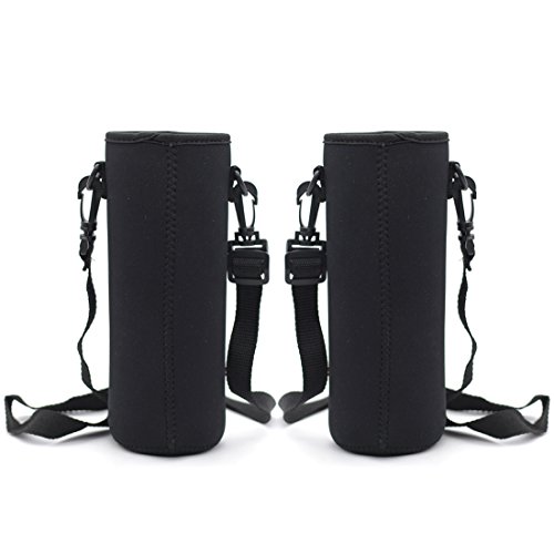 Kvvdi 2 Pack 32 oz Neoprene Glass Water Bottle Cooler Sleeve Insulator 32oz Bottle Cover Holder Carrier with Shoulder Strap