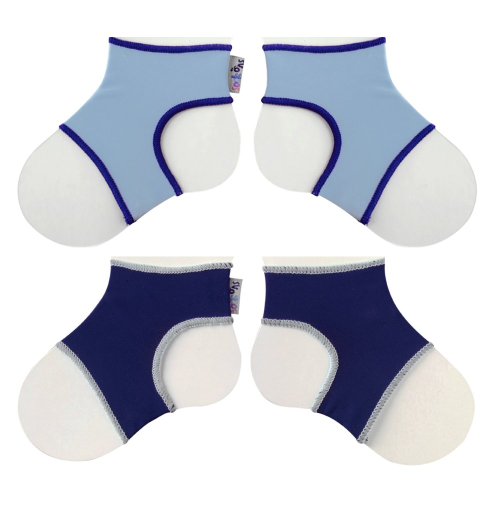 Sock Ons Clever Little Things That Keep Baby, Baby Blue & Navy Blue, 0-6 Months (2 Pack)
