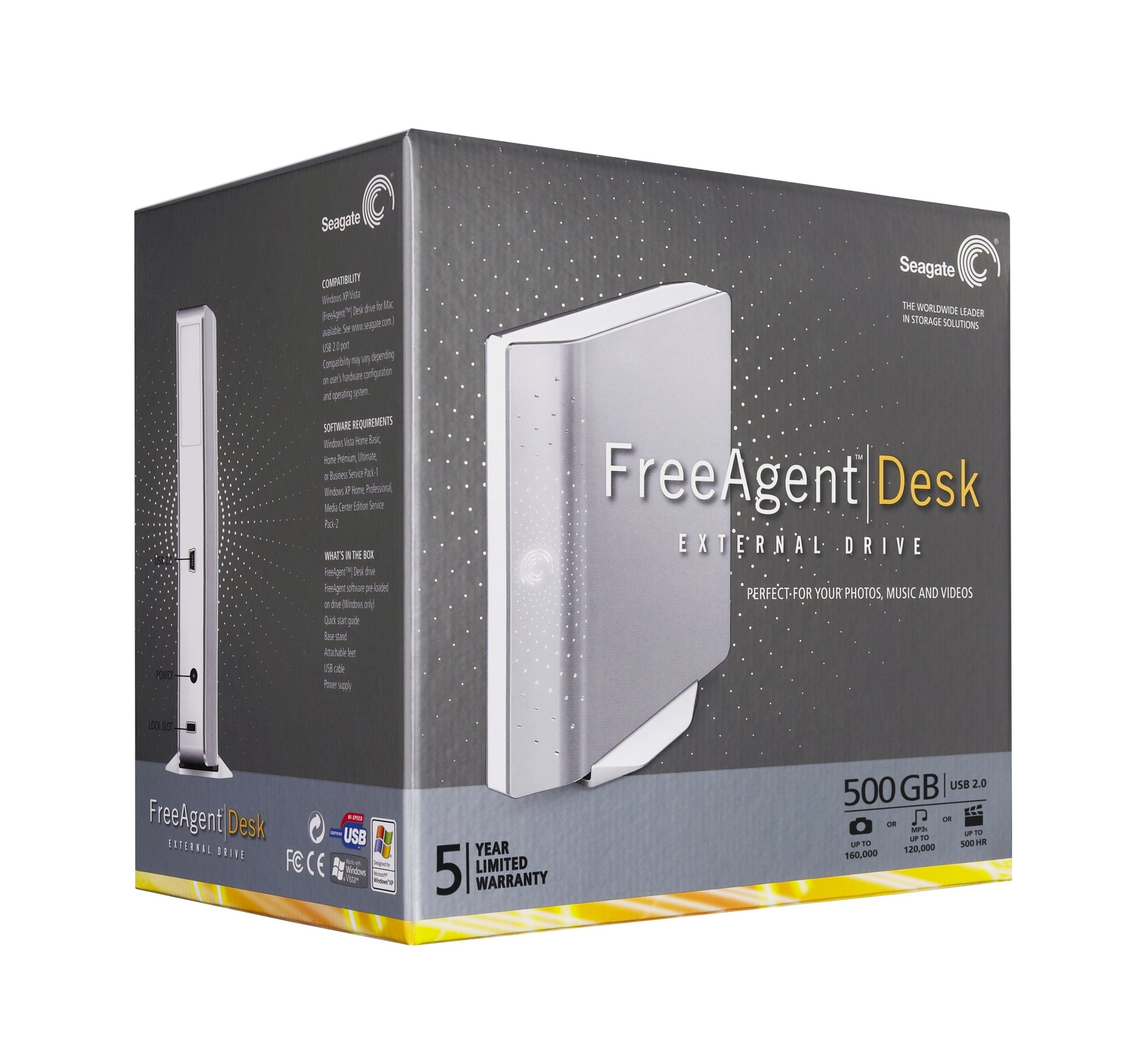 Seagate FreeAgent Desk 500 GB External Hard Drive - Silver (ST305004FDA2E1-RK)