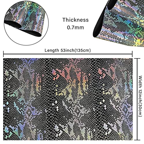 HYANG Snake Embossed Black PU Faux Leather Sheets 1 Rolls 12"X53"(30cmX135cm), Faux Leather Very Suitable for Leather Earrings, Bows, Handbag ,Sewing ,Crafts Making