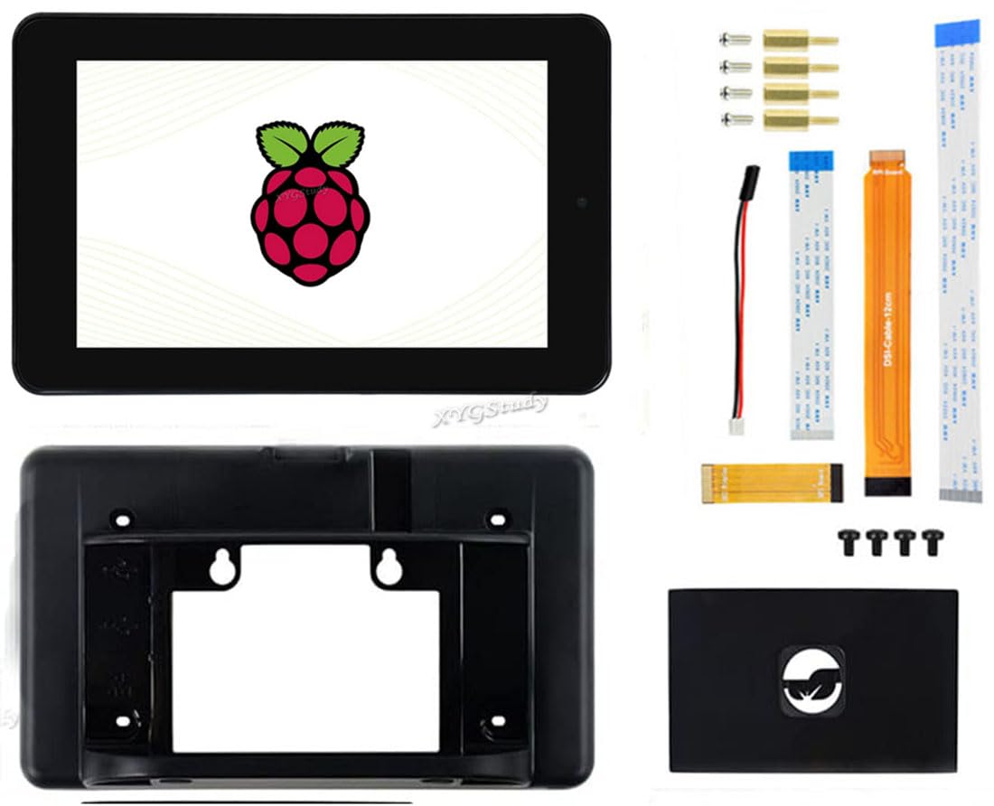 for Raspberry Pi 7inch Capacitive 800×480 Touch Display Screen with Protection Case 5MP Front Camera and DSI Interface for Raspberry Pi 4 Model B @XYGStudy (7inch DSI LCD (with cam and case))