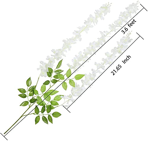 Vanassa 12pcs Artificial Fake Wisteria Vine Garland-GreenDec 3.6FtPiece Silk Wisteria Vine Ratta Hanging Flower for Home Garden Wedding Decor(green), Turquoise