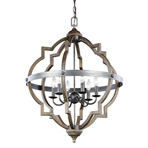 Sea Gull Lighting 5124906-846 Socorro Hall/Foyer Hanging Modern Fixture, Six - Light, White, Black, Silver
