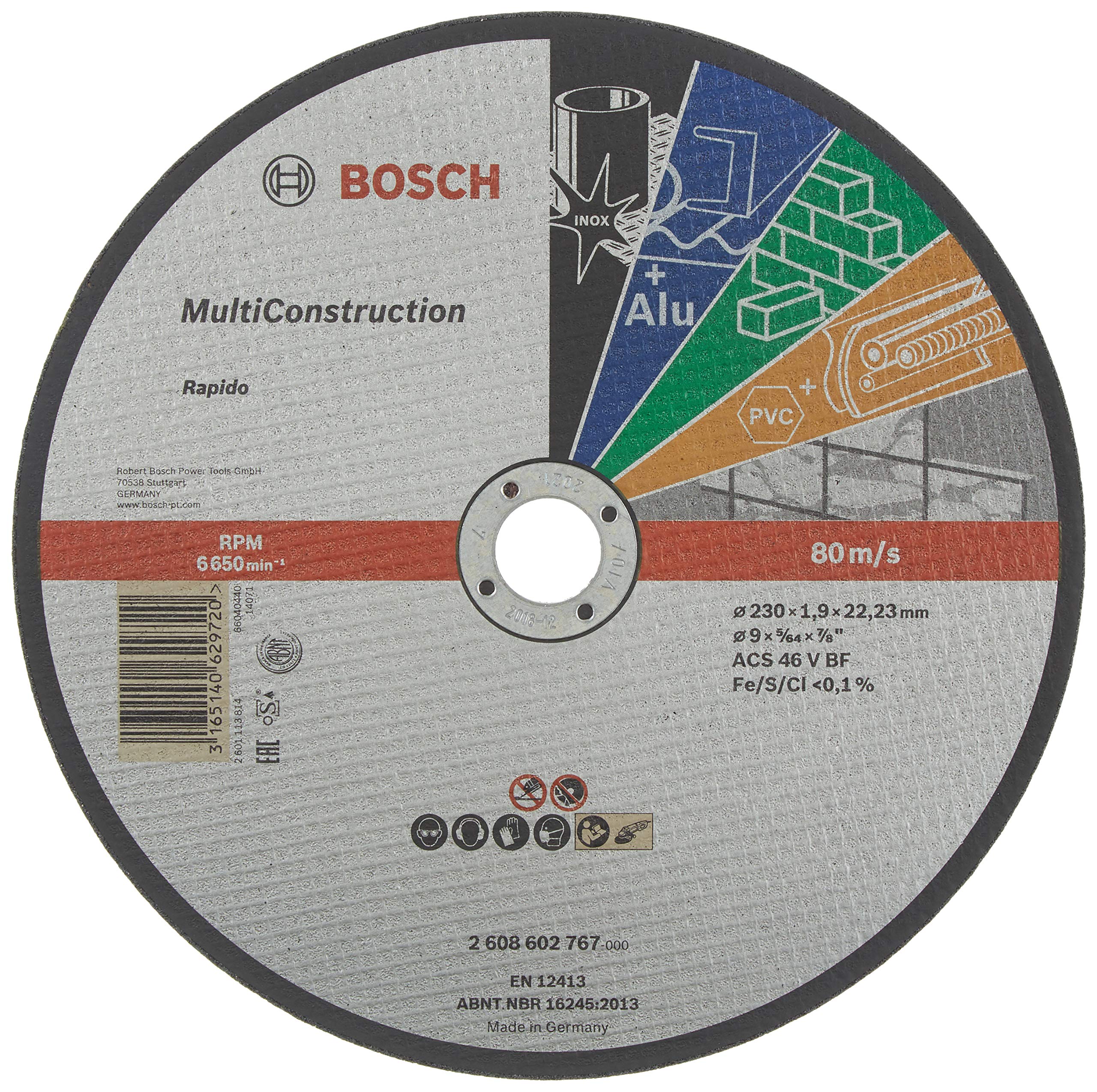 Bosch Cutting Disc Universal Flat Hub Rapido Multi Construction 230x1.9 mm – 2608602767