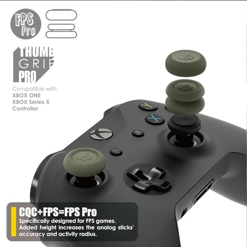 Skull & Co. Skin, CQC and FPS Thumb Grips Joystick Cap Analog Stick Cover for Xbox Controller- OD Green, Set of 6