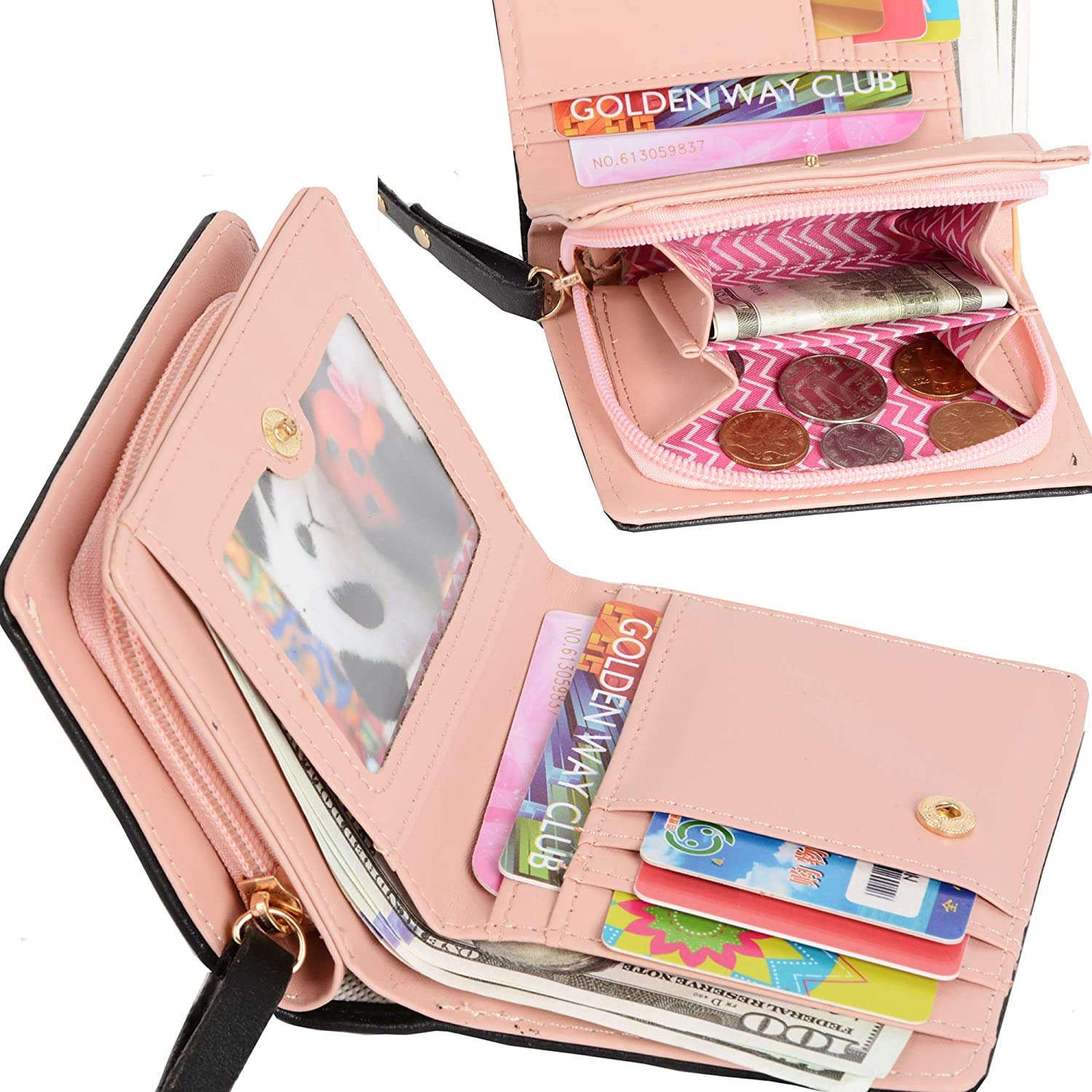 Nawoshow Women Cute Cat Wallet Coin Purse Bifold Wallet Clutch Bag (A-Blue)