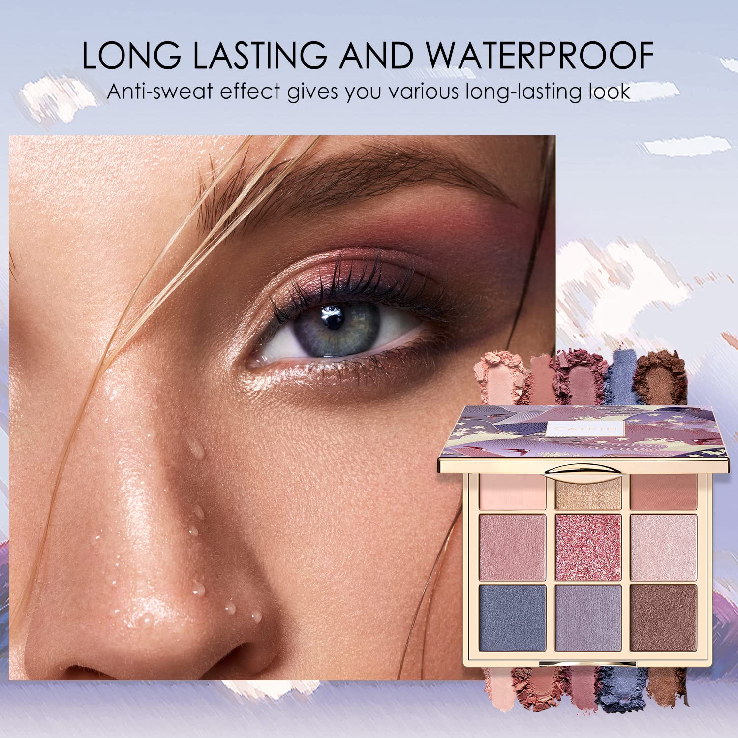 CATKIN Eyeshadow Palettes Sparkly Eyeshadow Matte and Glitter Makeup Matte Shimmer Highly Pigmented Makeup Palettes Eye shadow 9 Colors Neutral Cosmetic Eye Shadows