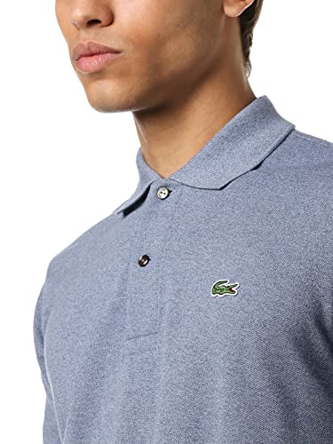 Lacoste mens Short Sleeve Chine Pique Polo Shirt, Light Indigo Blue, X-Large US