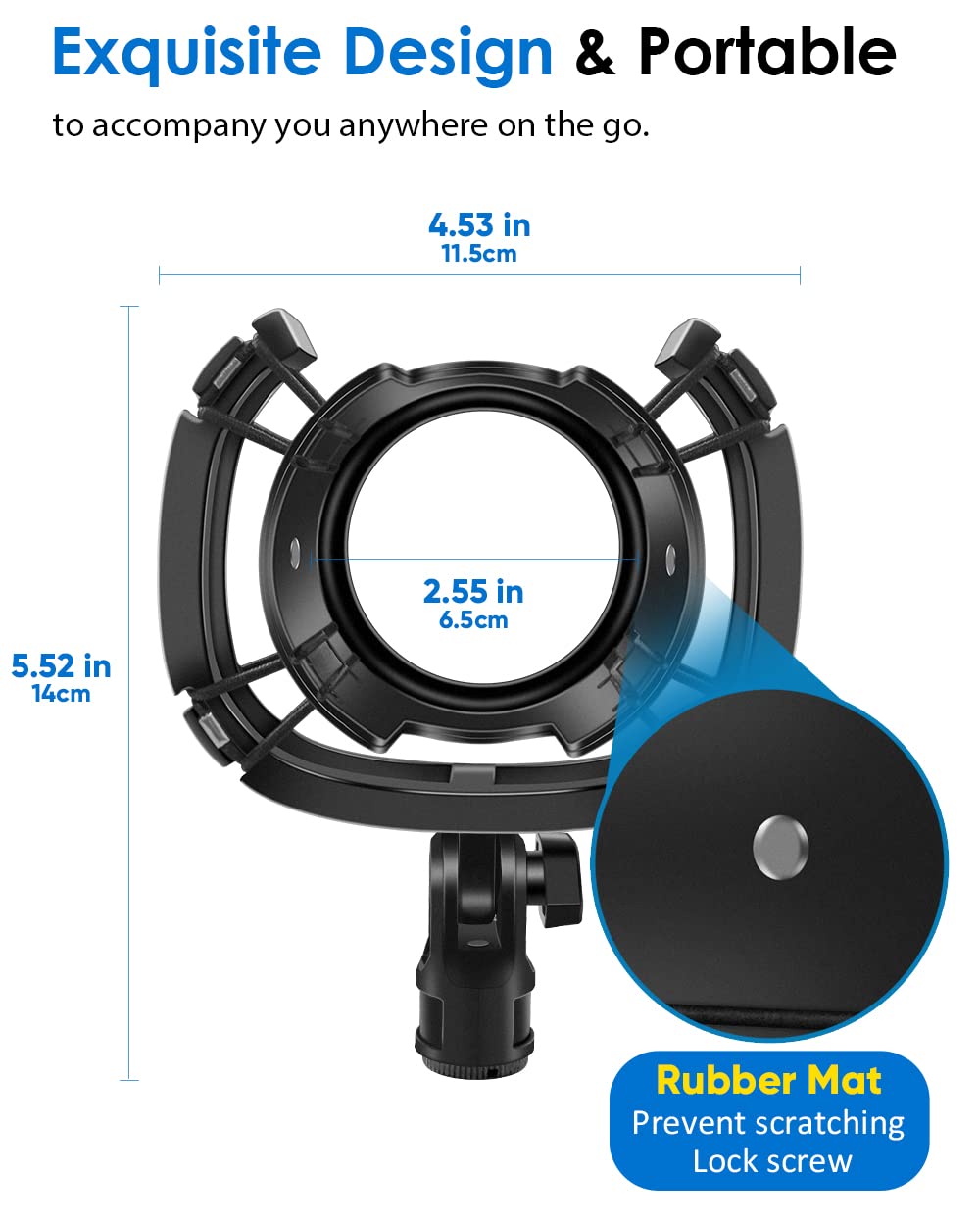 Borenbuir [Newest &Ultra-Durable] Microphone Shock Mount with Pop Filter [Custom Built for Blue yeti Mic] Anti-Vibration Suspension Shock Mount Holder Clip Compatible with Blue Yeti Microphones