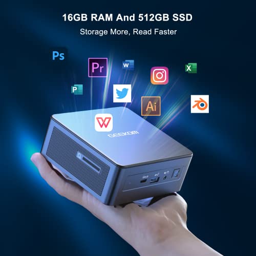 GEEKOM Mini PC Mini IT11,Intel Core i7-11390H Mini Computers (8 Threads, Up to 5.0 GHz),16GB DDR4/512GB M.2 SSD Windows 11 Pro Small Desktop Computer,Support 8K UHD/WiFi 6/Bluetooth 5.2/USB4.0