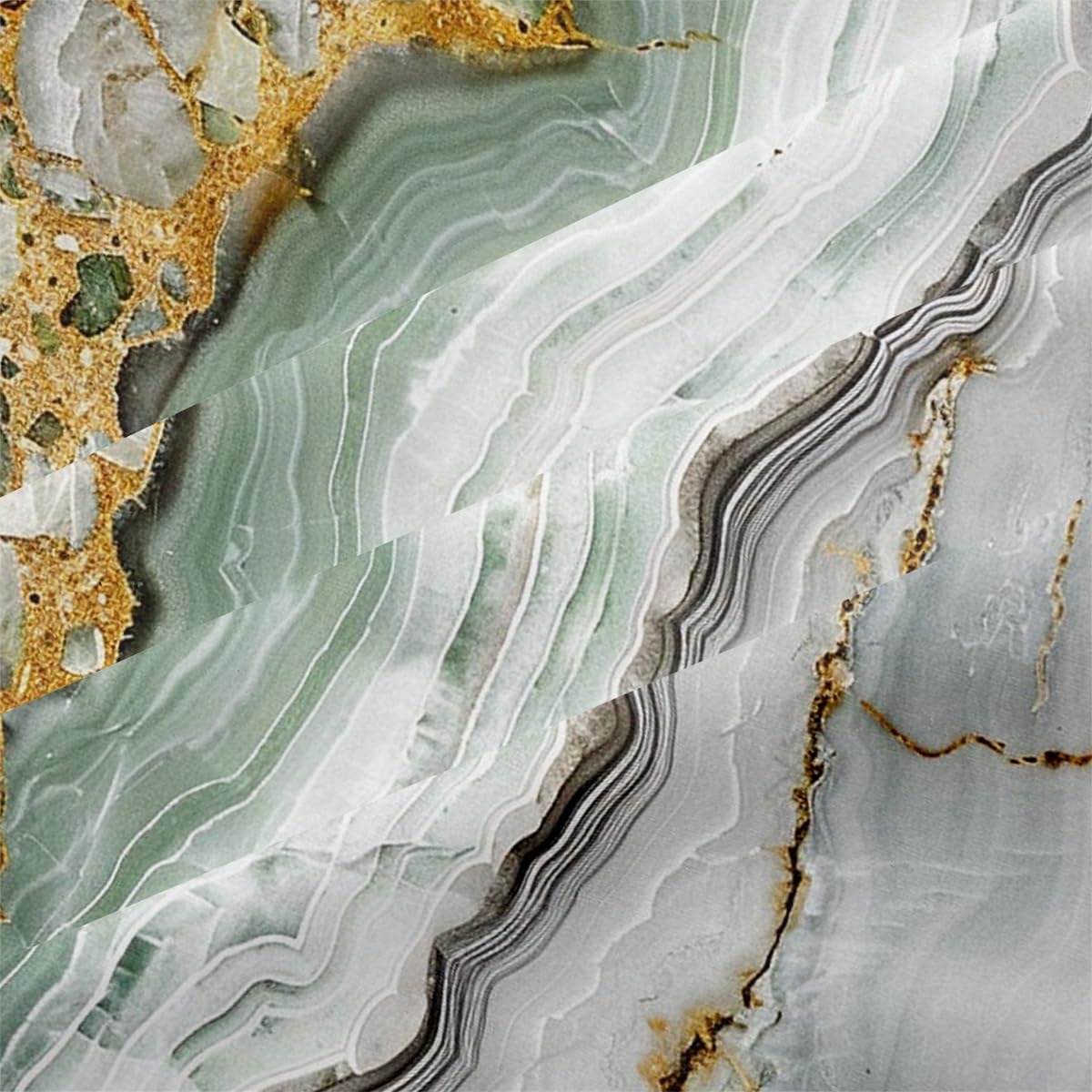 CCoutueChen Sage Green Marble Duvet Cover Queen Size Gold Foil Print Comforter Bedding Set Green White Marble Duvet Covers Set Modern Abstract Comforter Cover with 2 Pillowcases(Girls Women Adult)