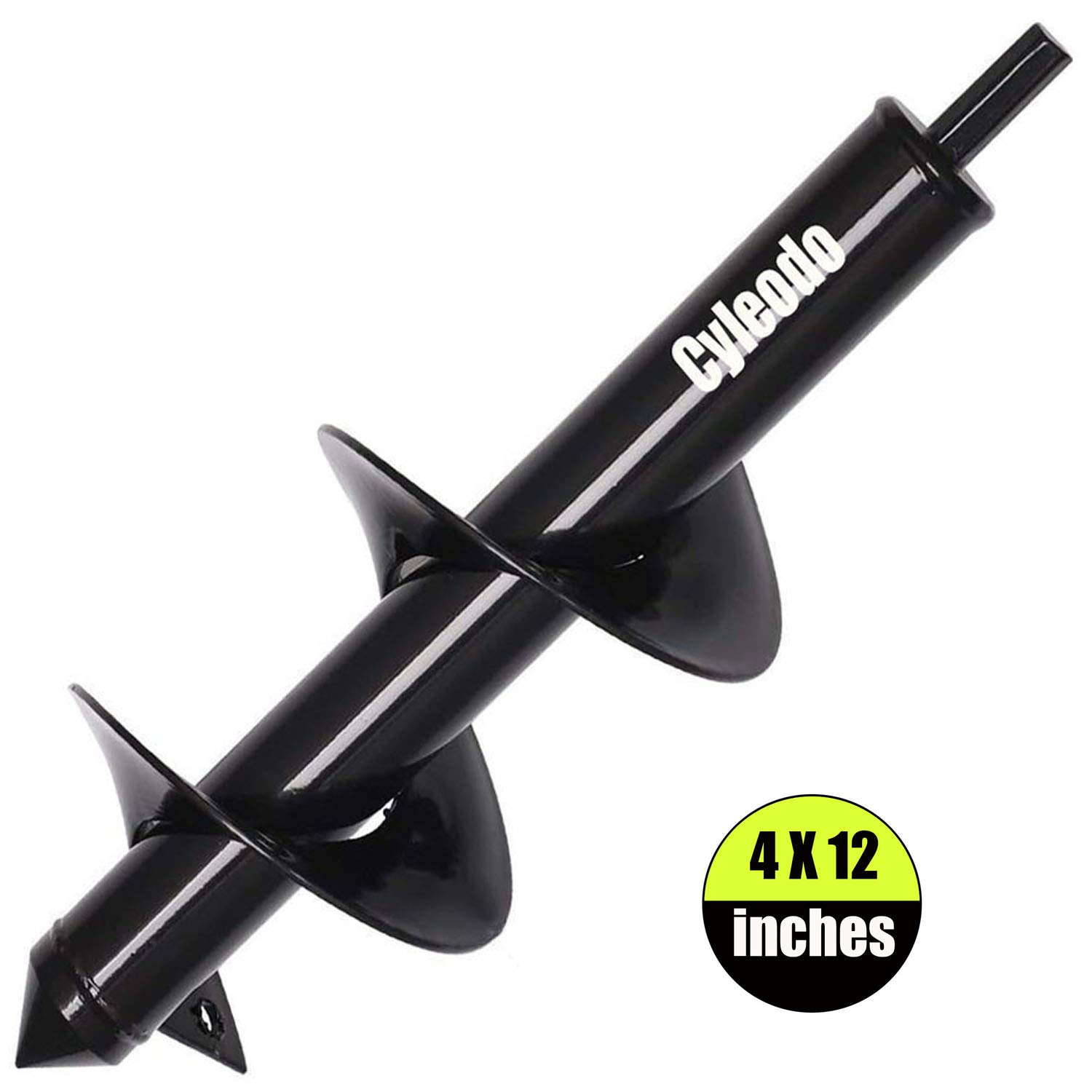 Cyleodo Garden Auger Spiral Drill Bits,4X12” Post Hole Diggers Auger Drill Bit Drill Auger Attachment with Non-Slip 3/8” Hex Drive Drill