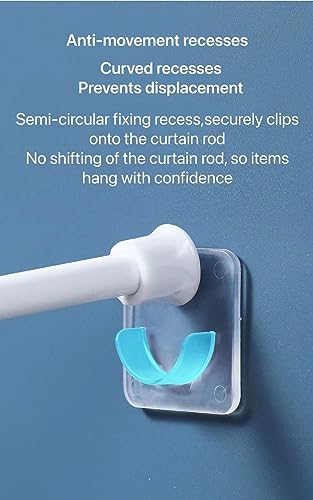 LADYMOON Adhesive Shower Curtain Rod Holder 4 Pack,Transparent Tension Bracket,No Drilling(Not Included Rod)(Only For Rods Less Than 1 Inch in Diameter at Both Ends)
