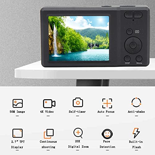 Camera Black 56MP 4K 20X High Definition Digital Camera for Adult Party (Black)