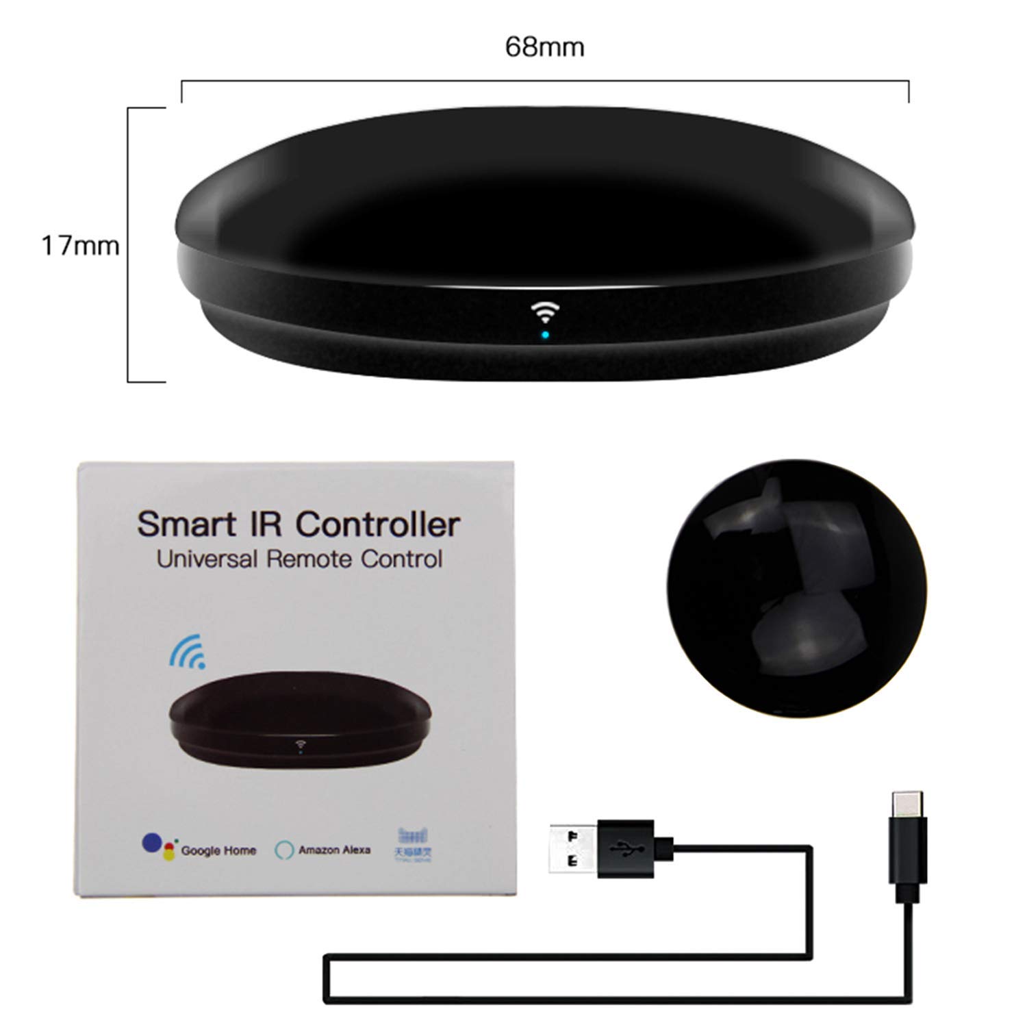 Smart IR Remote Control,All in One WiFi IR Blaster Control, Universal Infrared Remote Control for TV DVD Air Conditioner STB etc,Compatible with Alexa, Google Assistant No hub