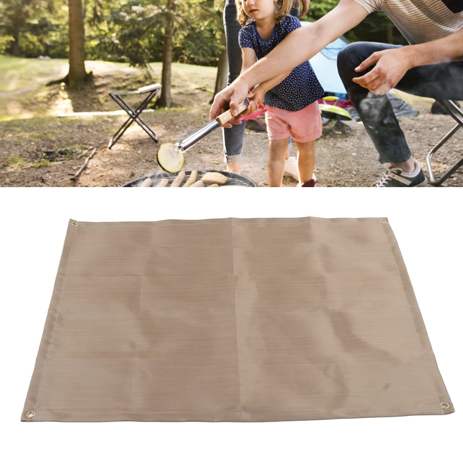 CHICIRIS Fireproof Mat Fiberglass High Temperature Resistant Fire Pit Mat Outdoor Accessories for Barbecue Camping Picnic Foldable and Portable Fire Pit Mat(S)