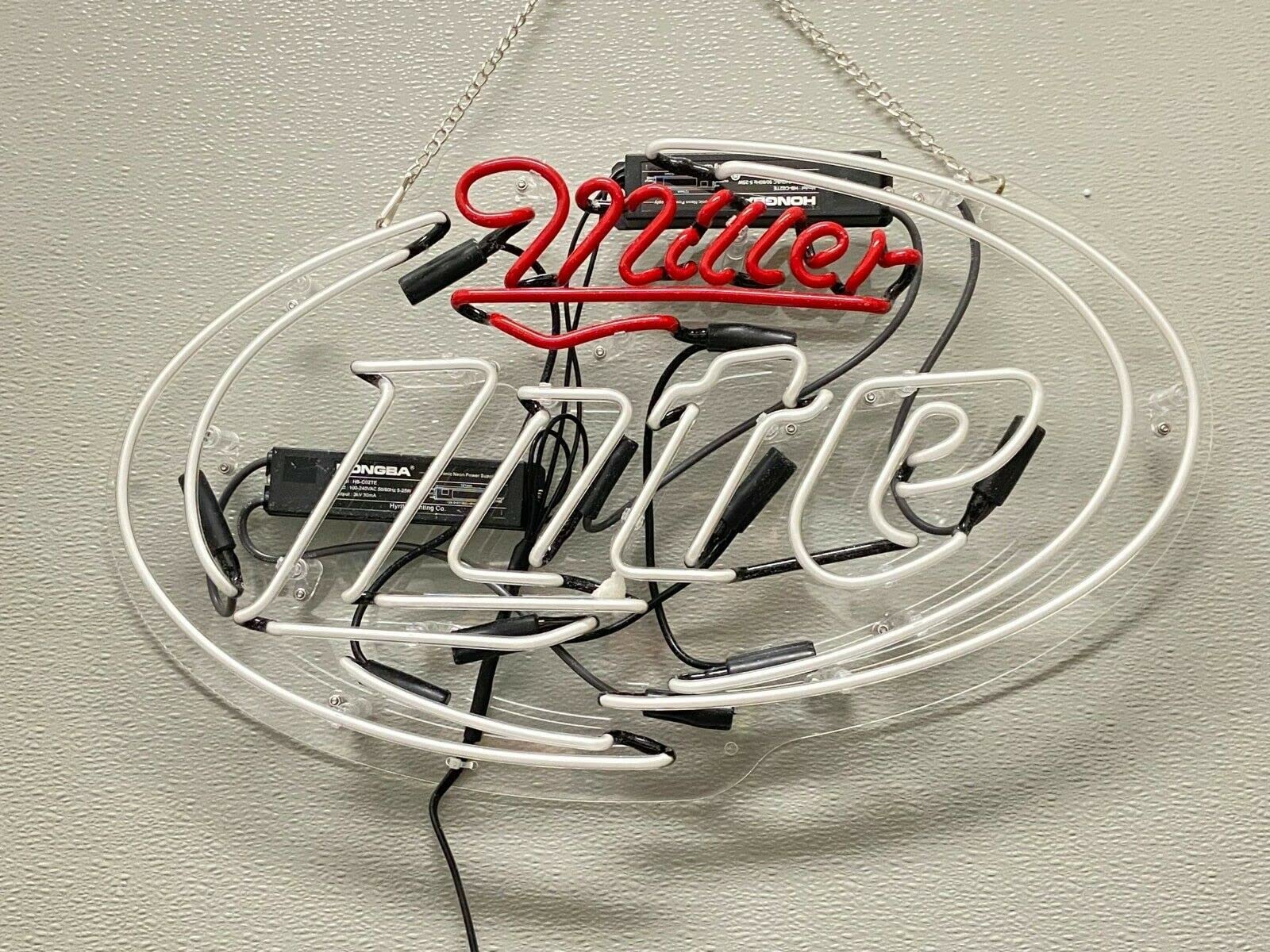 Queen Sense 17" Millers Lite Neon Sign Acrylic Beer Pub Bar Handmade Wall Decor Neon Light A117MLBBA