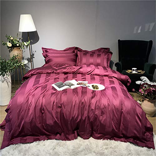 Luxury Bedding Set, Queen King Size Bed Sheet Duvet Cover Egyptian Cotton Silky Soft Bedclothes Hotel Home Quilt Covers,Red,200230CM