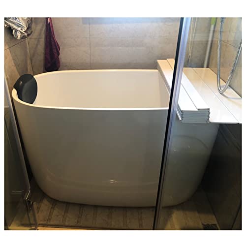 Folding Bathtub Cover Bathtub Tray, Plastic Dust-Proof Board Shutter Bath Lid, Bathtub Insulation Cover for Spa, Bathroom & Shower, 0.6cm Thickness (Color : White, Size : 70x135x0.6cm)