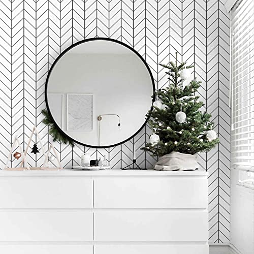 LXCREAT Removable Wallpaper Forgiving Black/White Stripes Peel and Stick Wallpaper 17.71 in X 118 in Modern Self Adhesive Vinyl for Home Renovation