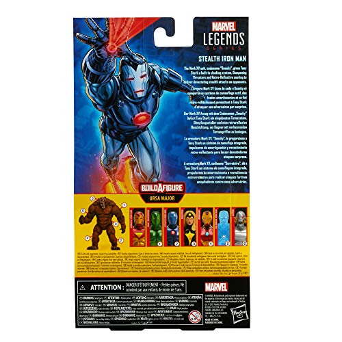 Marvel Hasbro Legends Series 6-inch Stealth Iron Man Action Figure Toy, Includes 5 Accessories and 1 Build-A-Figure Part, Premium Design and Articulation