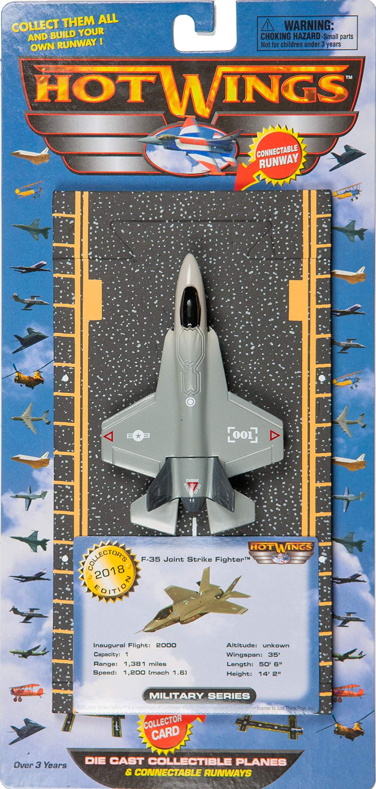 Hot Wings Planes Joint Strike Fighter with Connectible Runway, Grey