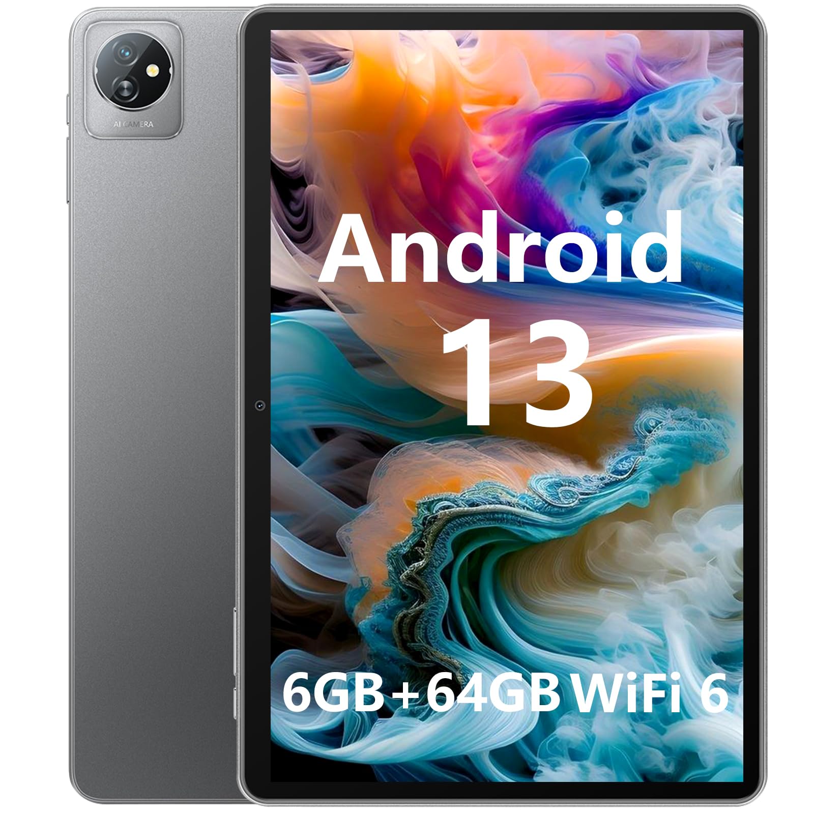 Blackview Tab 70 WiFi 2024 Android 13 Tablet, 6(3+3) GB+64GB 1TB Expand, Wi-Fi 6 Model, 10.1 inch Tablet with HD+IPS Display, 6580mAh, Dual Speakers and Camera, BT5.0, GMS, 2.0GHz CPU, Gray