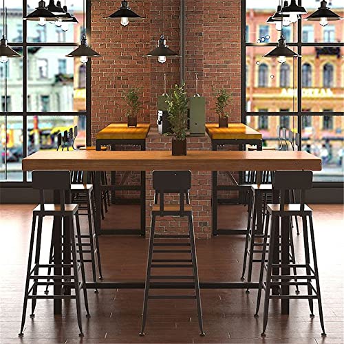 NIUYAO Bar Table Modern Simplicity Style in Solid Wood Fixed Top Table with Metal Legs for Bistro Cafe Home -Dark Wood β71" L x 23.5" W x 41.5" H