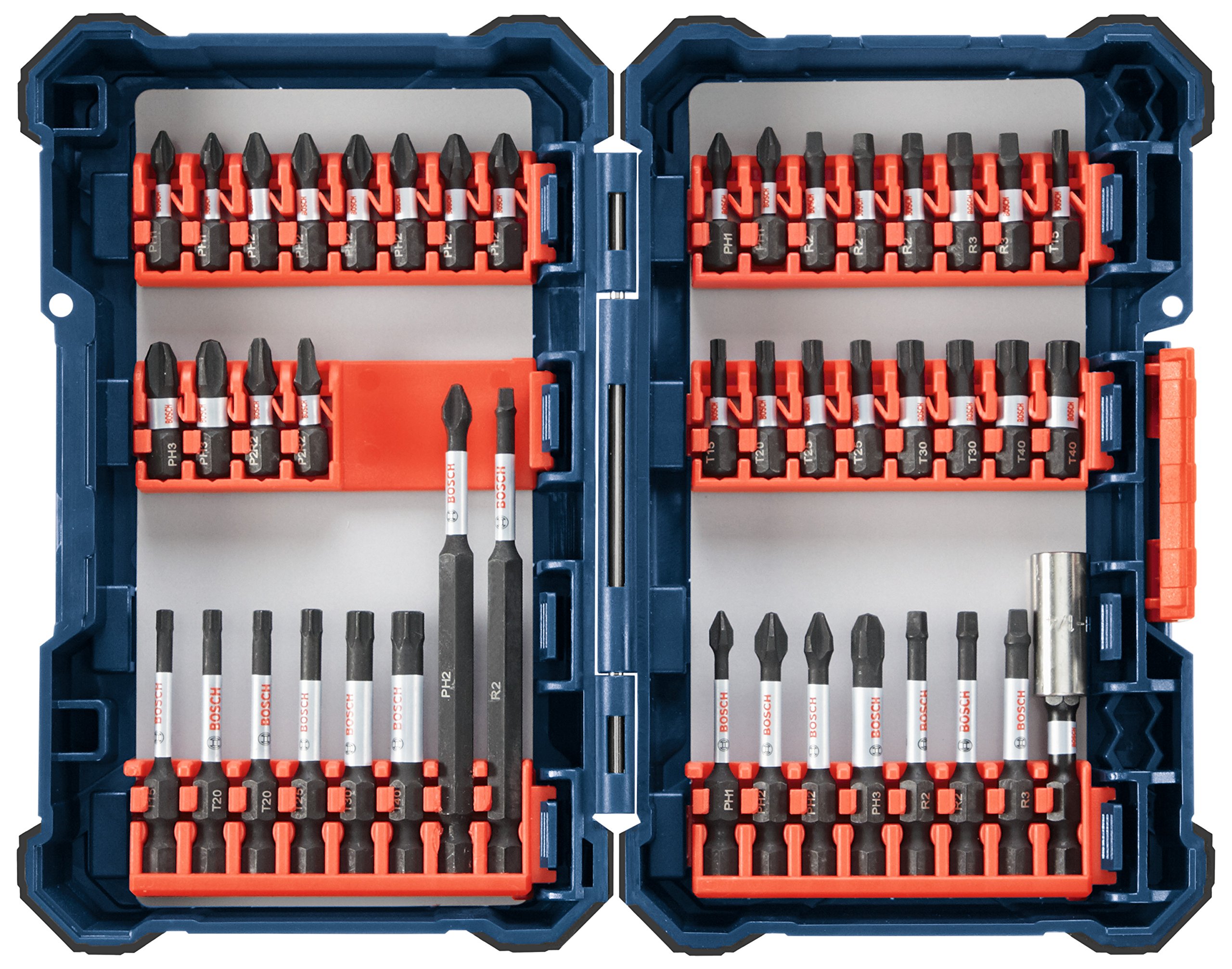 BOSCH GDX18V-1600B12 18V Freak 1/4 In. and 1/2 In. Two-In-One Bit/Socket Impact Driver KitwithBOSCH 44 Piece Impact Tough Screwdriving Custom Case System Set SDMS44