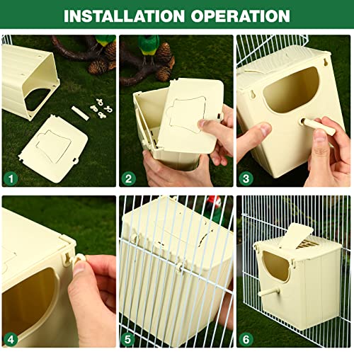 POPETPOP Parakeet Nesting Box, Bird Nest Breeding Box Bird Hut Cage Mounted Plastic Nesting Boxes for Cockatiel Budgie Parrot 2Pcs Bird Cage