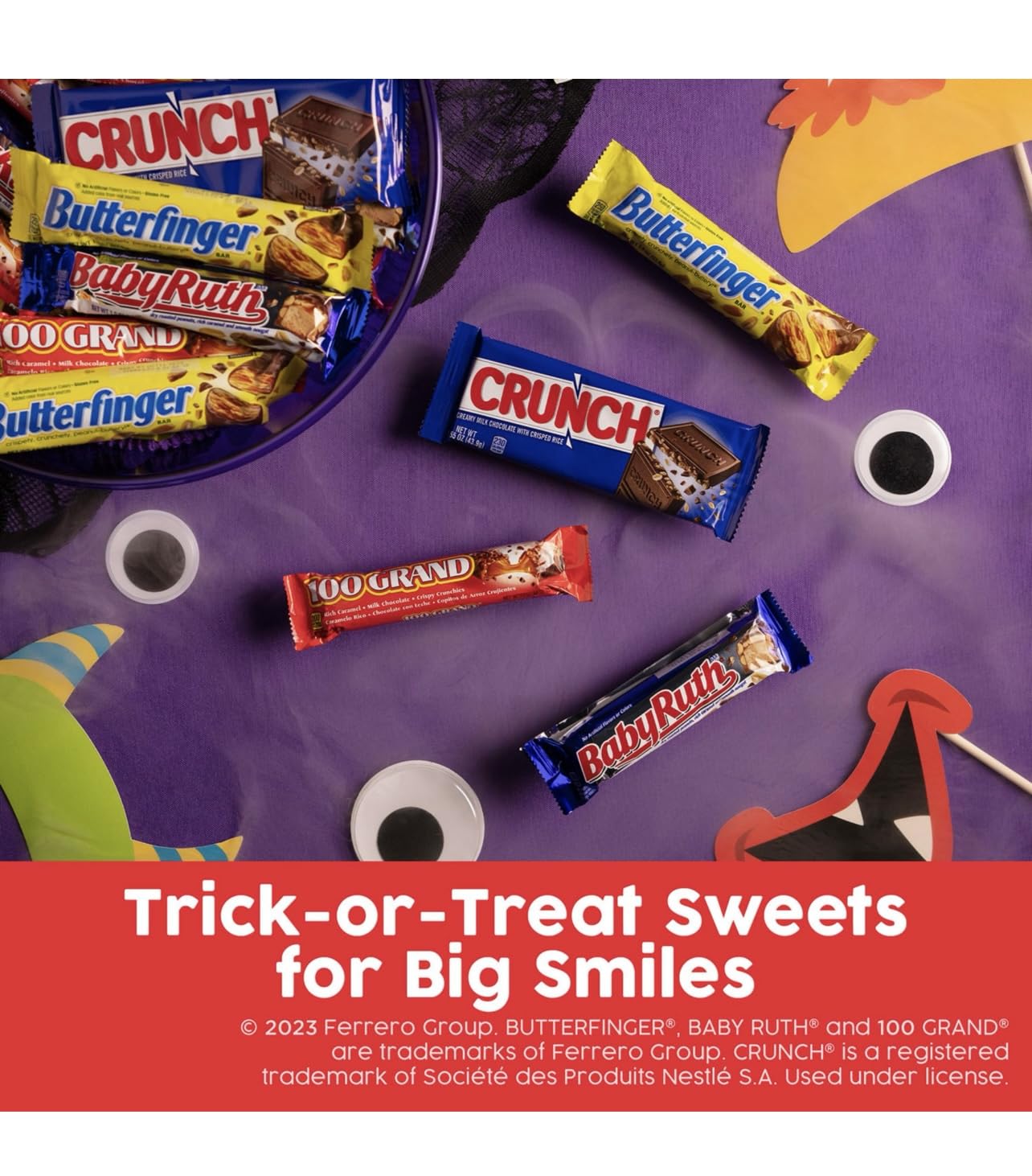 Butterfinger, CRUNCH, Baby Ruth and 100 Grand, Full Size Bars (36 ct) + XALEZ TM Gift Box
