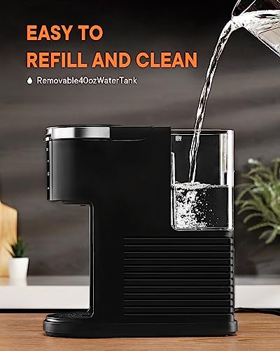 SHARDOR 3 in 1 Single Serve Coffee Maker for K Cup Pods & Ground Coffee & Teas, 6 to 14oz Brew Sizes, with 40oz Removable Water Reservoir, Self-cleaning Function