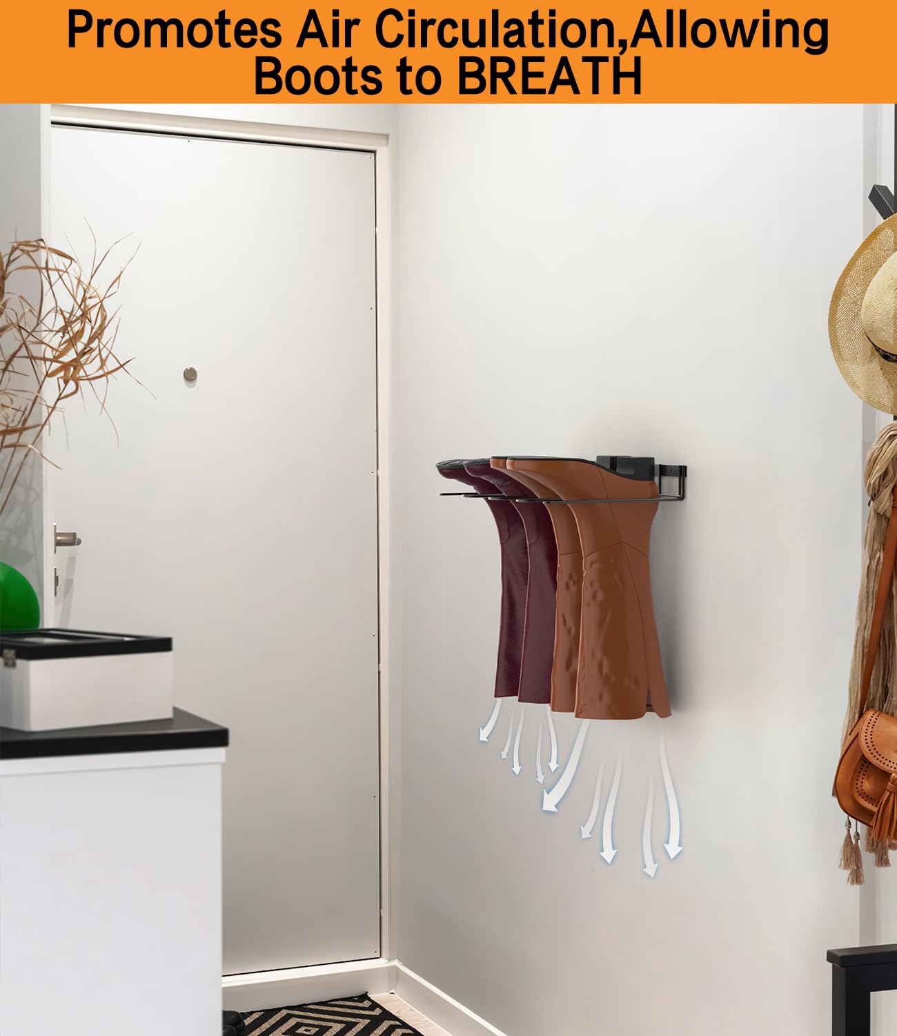 DegMongee Wader Hangers - 4 Pair Hanging Boot Rack - Great for Work Boots, Cowboy Boots, and Waders - Garage Shoe Storage - Shoe Organizer for Entryway