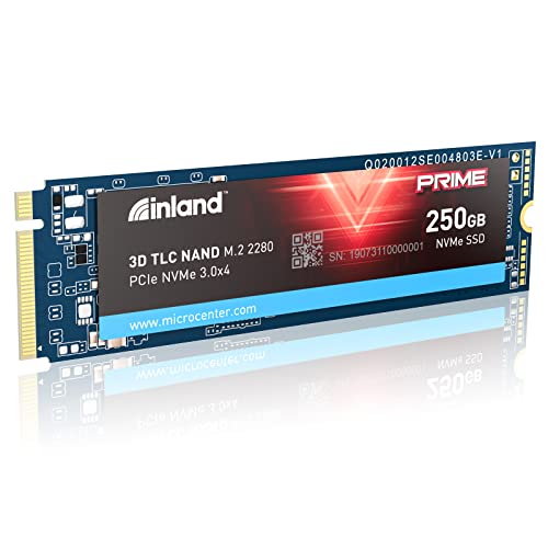 INLAND Prime 250GB NVMe M.2 PCIe Gen3x4 2280 Internal Solid State Drive TLC 3D NAND SSD - Up to 3300 MB/s, 3D NAND, Storage and Memory for Laptop & PC Desktop