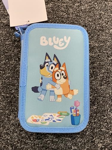 Bluey Filled Pencil Case for Kids with 2 Compartments, Stationery Included - Primary School Supplies