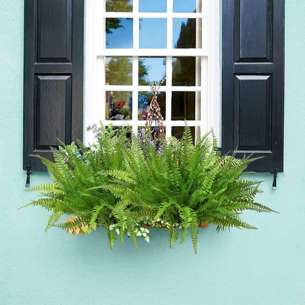 plant Artificial Boston Fern Bushes Fake Greenery Shrubs Branches for for Decor Home Indoor Outdoor Garden 4pcs