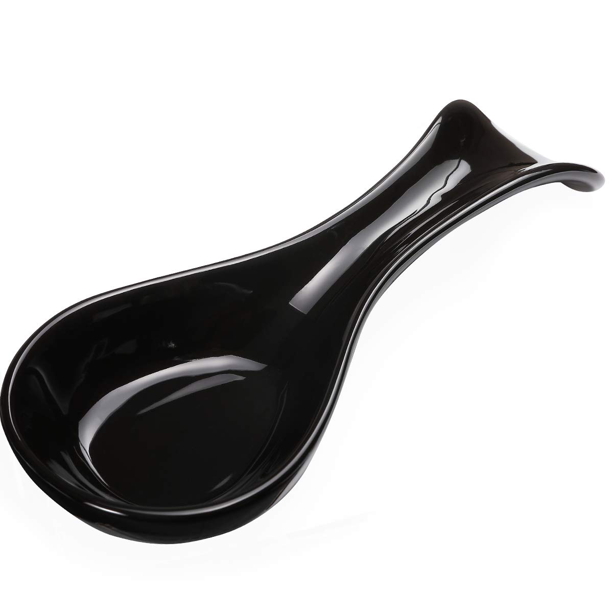 Ceramic Spoon Rests for Kitchen, Spoon Rest for Stove Top Countertop Utensil Rest Ladle Spoon Holder for Cooking Home Decor, Black Color