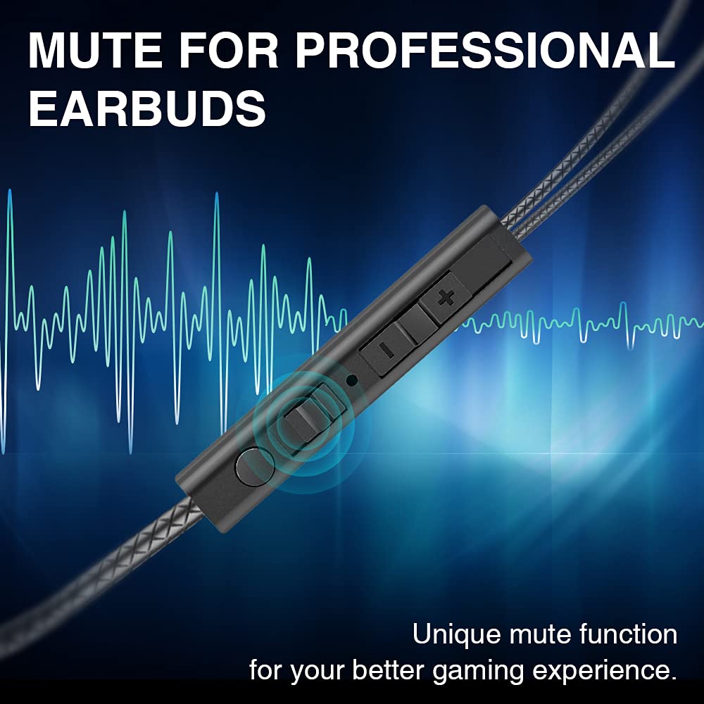 BENGOO G16 Gaming Earbuds, Gaming Headset in-Ear, Gaming Earbuds with Dual microphone, Mute and Volume Control, Gaming Earphones Wired for PC mobile PS4 5 Xbox Nintendo Switch PlayStation,3.5MM Jack